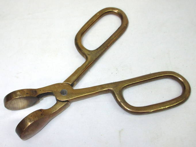 Pr. Antique Brass Or Bronze Tongs