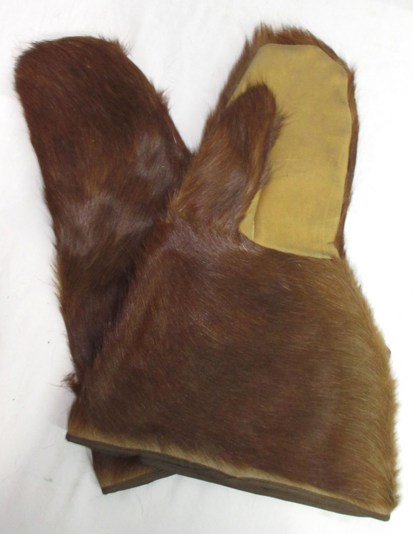 Pr 19th C Bear Skin Mittens