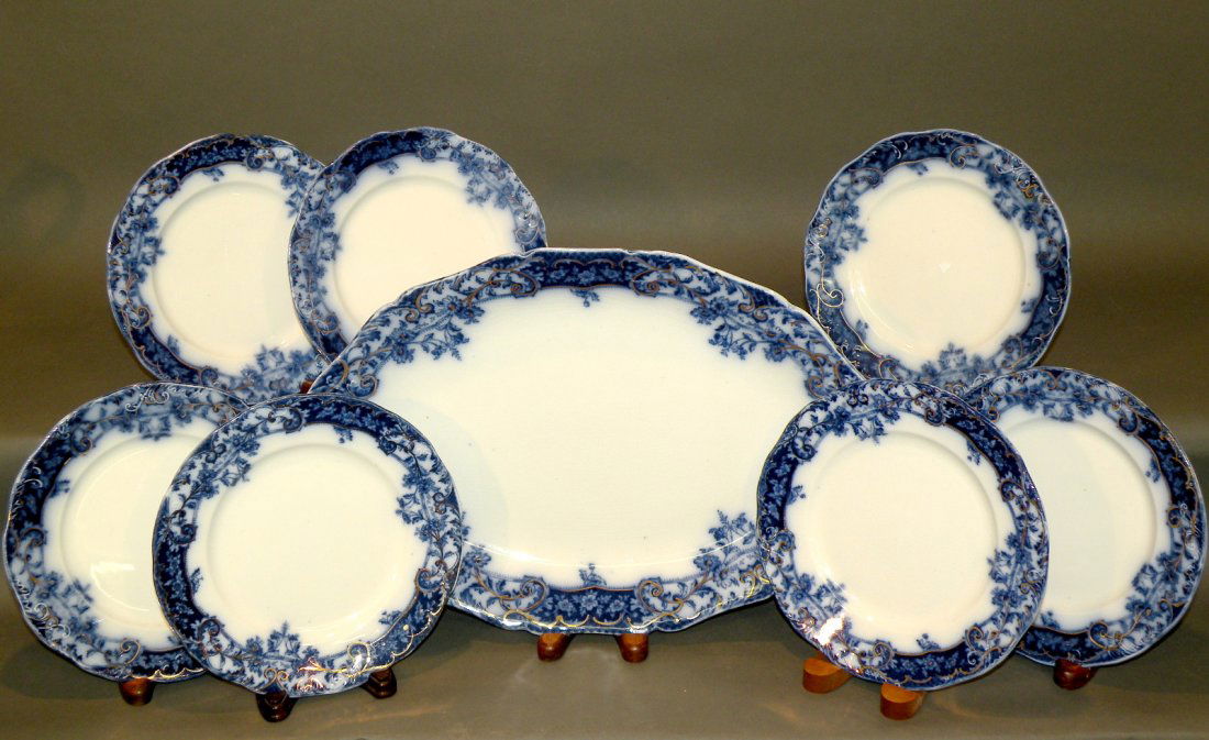 8 Pieces Of Manhattan Pattern Flow Blue