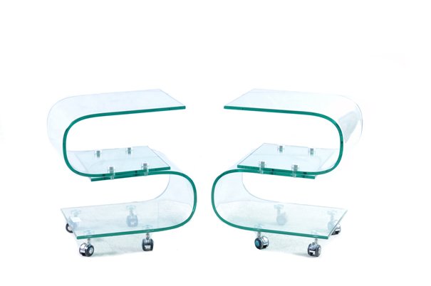 Par De Mesas Laterales. En Vidrio Biselado. Diseï¿½o
