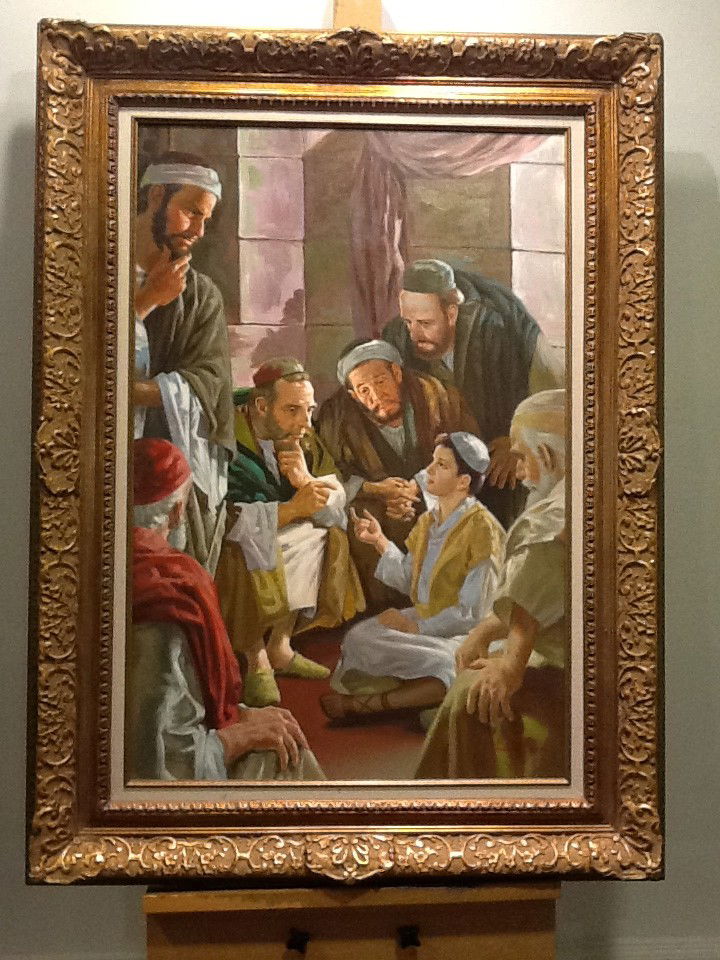 3: John Pieron Oil on Canvas - Portrait of Young Jesus