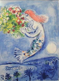 1987 Chagall Bay Of Angels Mourlot Poster