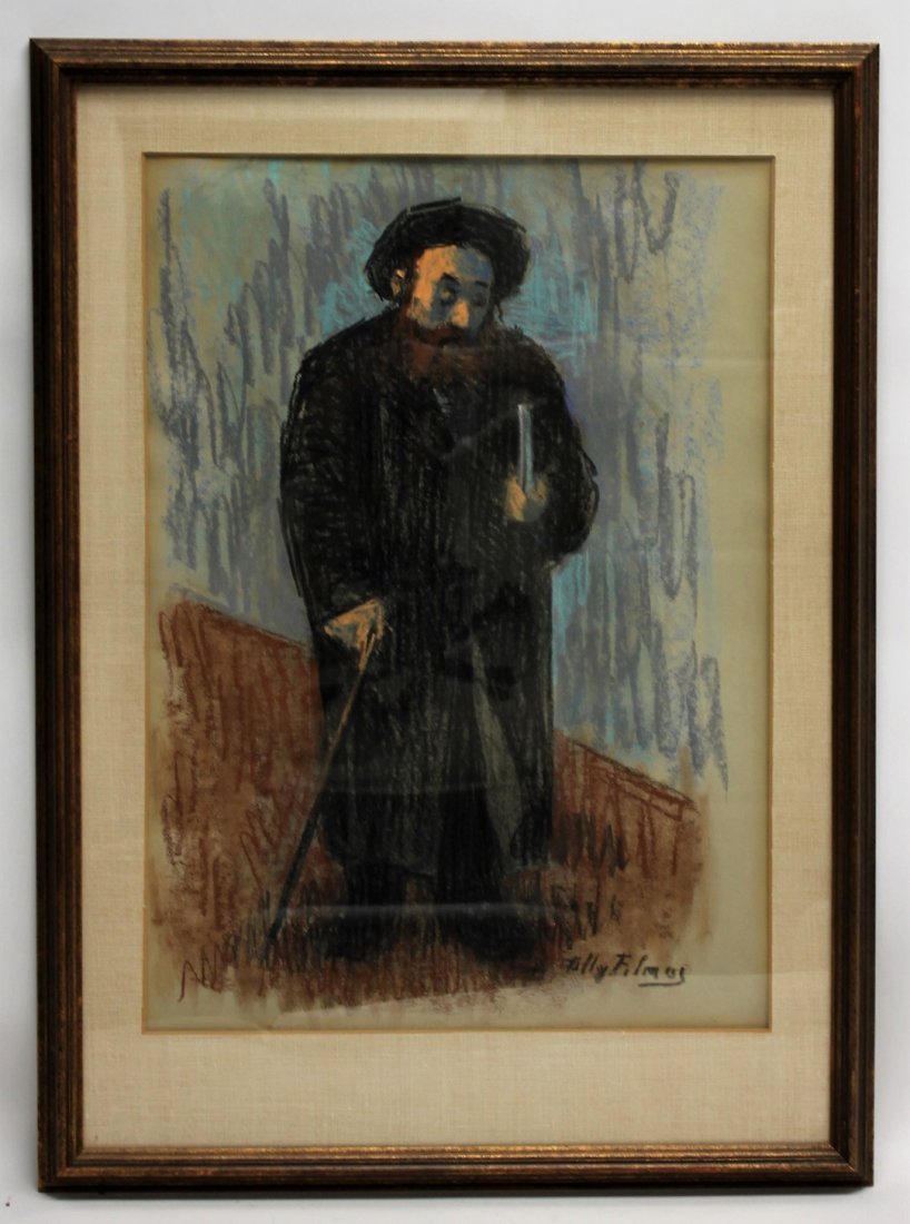 Tully Filmus (1903-1998) Pastel on Paper "Man w Cane"