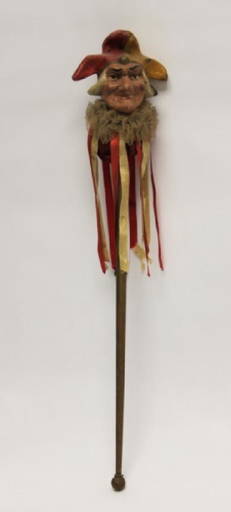 Antique Paper Mache Mr. Punch Jester Theatre Stick