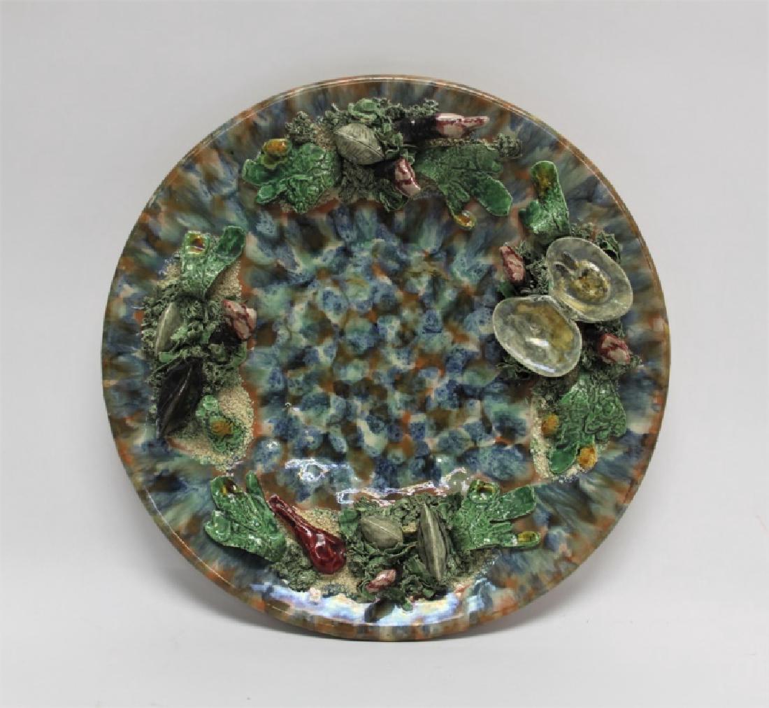 Portuguese Palissy Ware Majolica Platter w Clams
