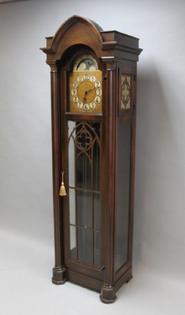 Antique Gothic Grandfather Clock w Painted Dial