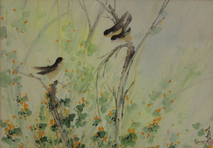Chien Fei Chiang 1931 2011 Watercolor W Finches