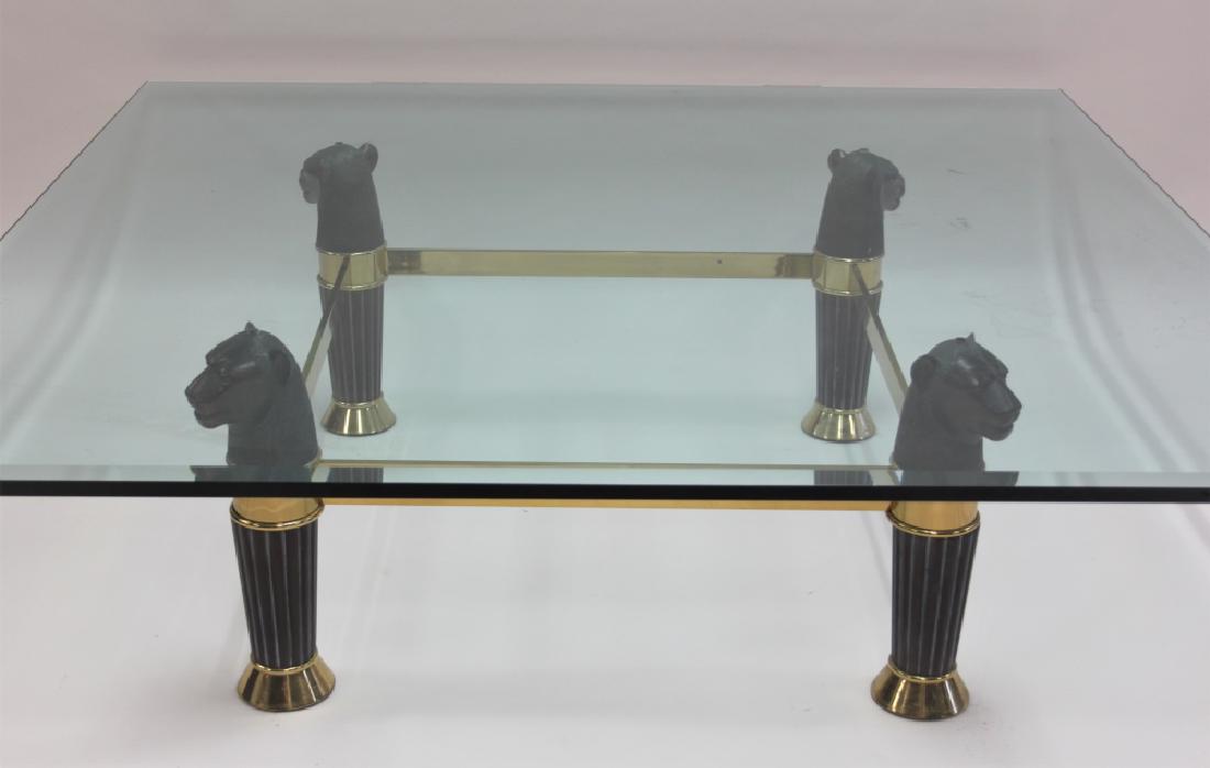 Italian Regency Leopards & Glass Top Coffee Table
