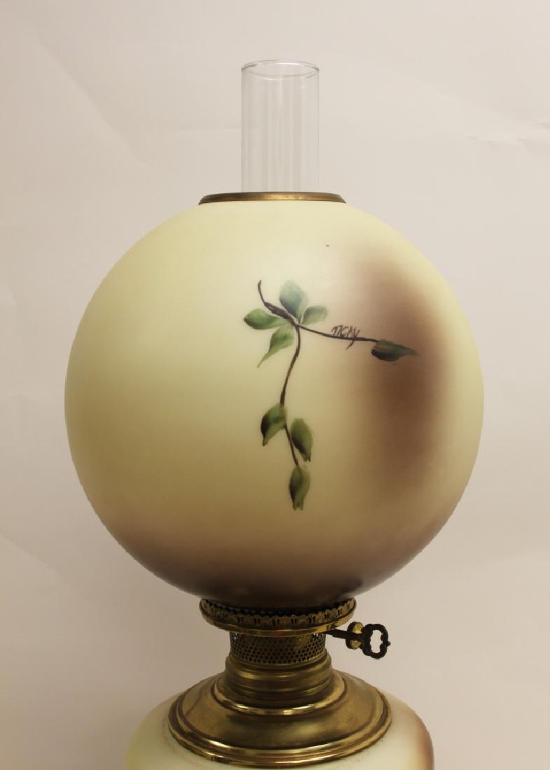 Gone With the Wind Painted Satin Glass Oil Lamp