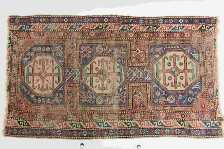 Antique Caucasian Kazak Wool On Wool Rug