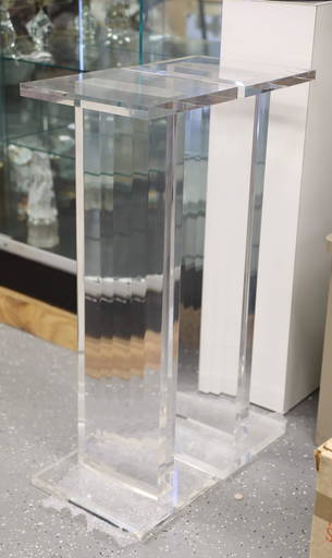 Pr Heavy Vintage Lucite Lozenge Form Pedestals