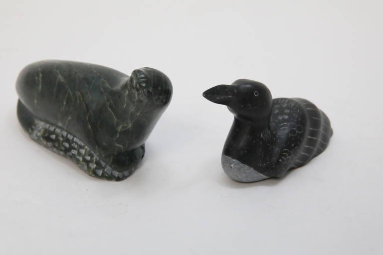 (2) Hudson Bay Inuit Eskimo Seal & Loon Carvings (#0091) on Nov 07 ...