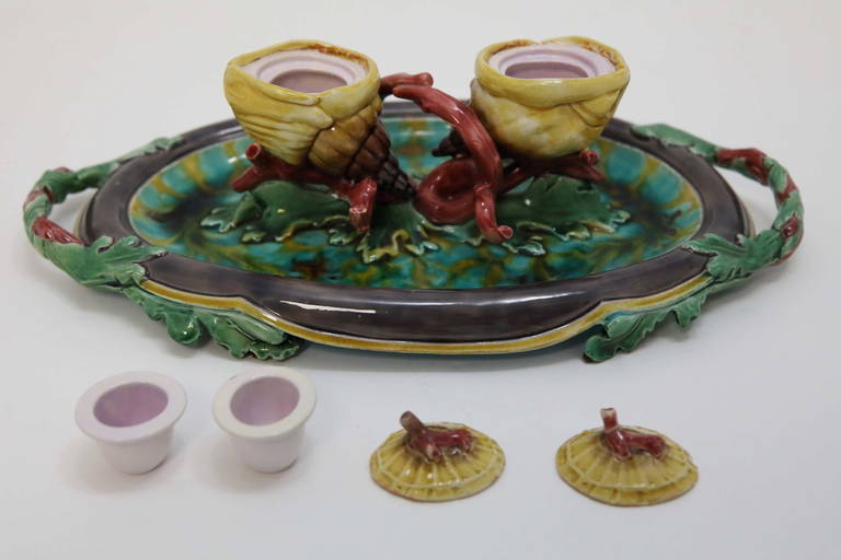 19c Minton English Majolica Inkwell Shells & Coral (#0098) on Nov 07 ...