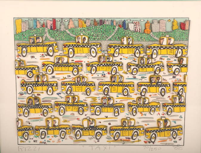 James Rizzi Screenprint "taxi" 70/250, 1988