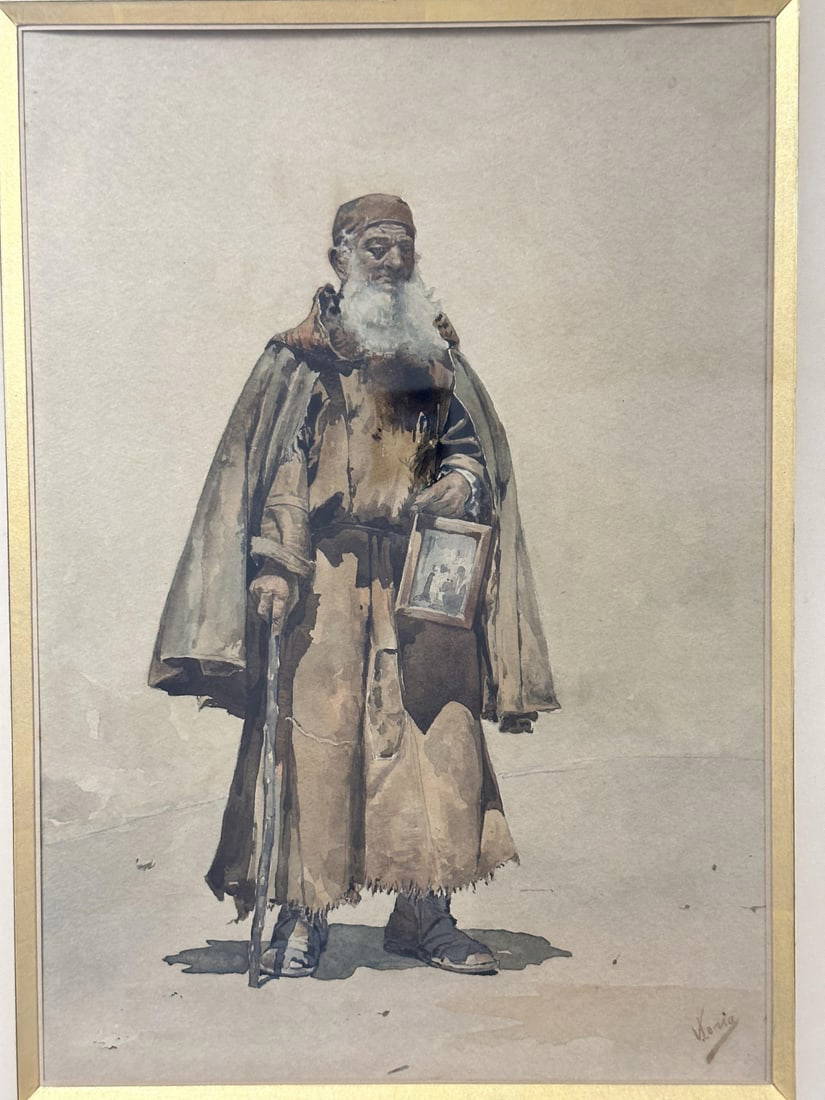 Antique Vicenzo Loria (italian 1850-1939) Watercolor On Paper. Signed ...