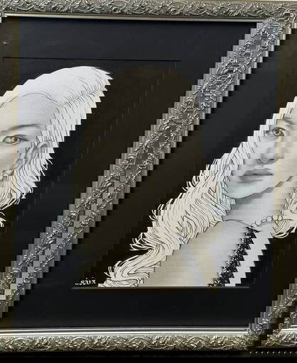 Sarah Joncas Graphite And Ink On Paper, Titled "pearl". Initialed And ...