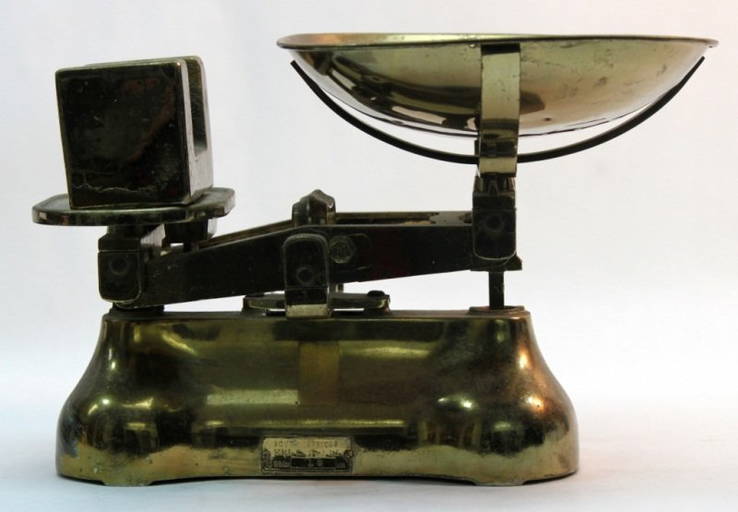 Victorian Brass Merchant Scale W/ Weight