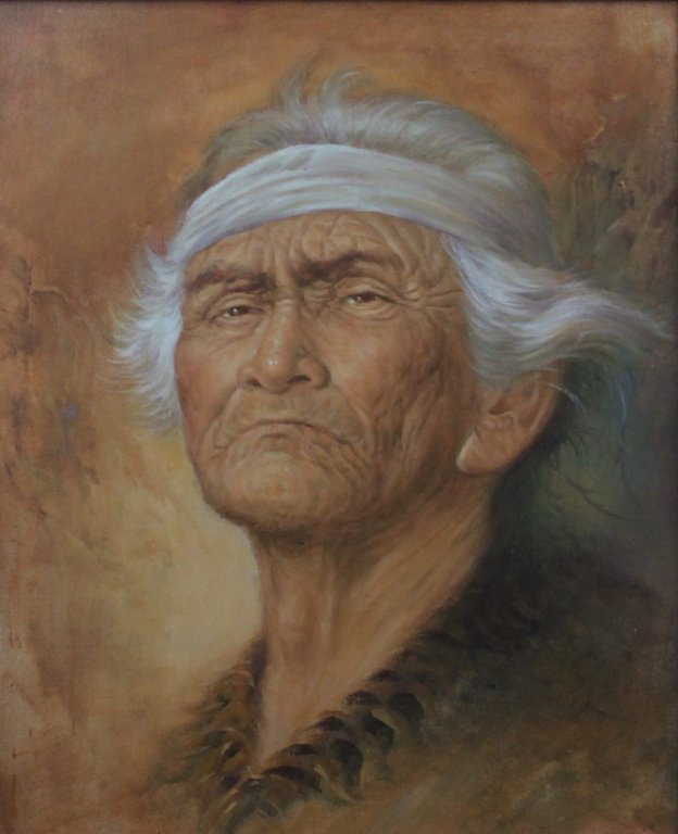 60s Portrait Painting Apache Indian Chief Geronimo 60s Portrait Painting Apache Indian Chief Geronimo