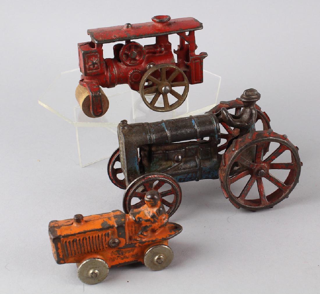3 Cast Iron Tractors Hubley & Arcade