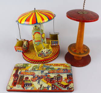 Antique Merry Go Round Carousel Tin Wyandotte Toy