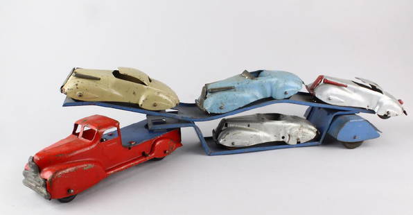 Marx Pressed Steel Car Carrier & Banner Ice Truck