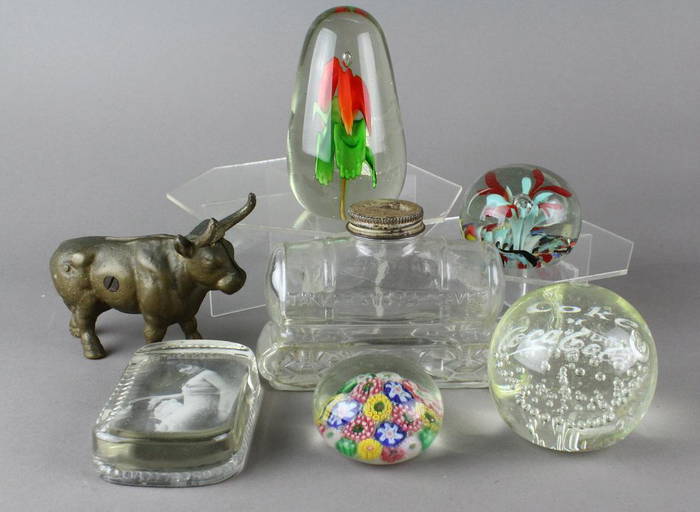 Glass Paperweights, Bank & Ox Bank