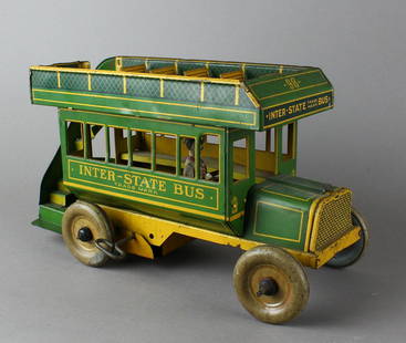 Strauss Tin Wind Up Inter State Double Decker Bus