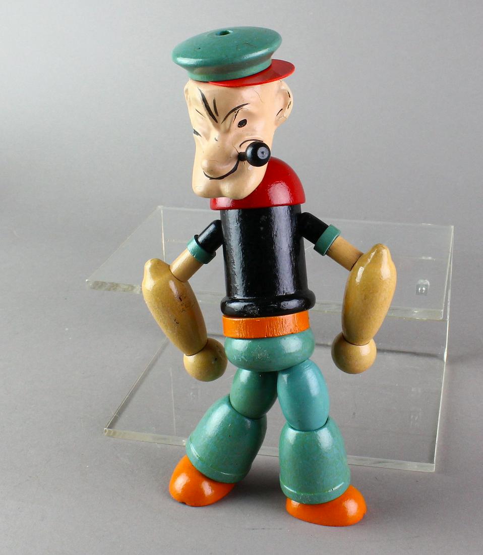 Large Popeye Wooden Jointed Sailor Man Auction