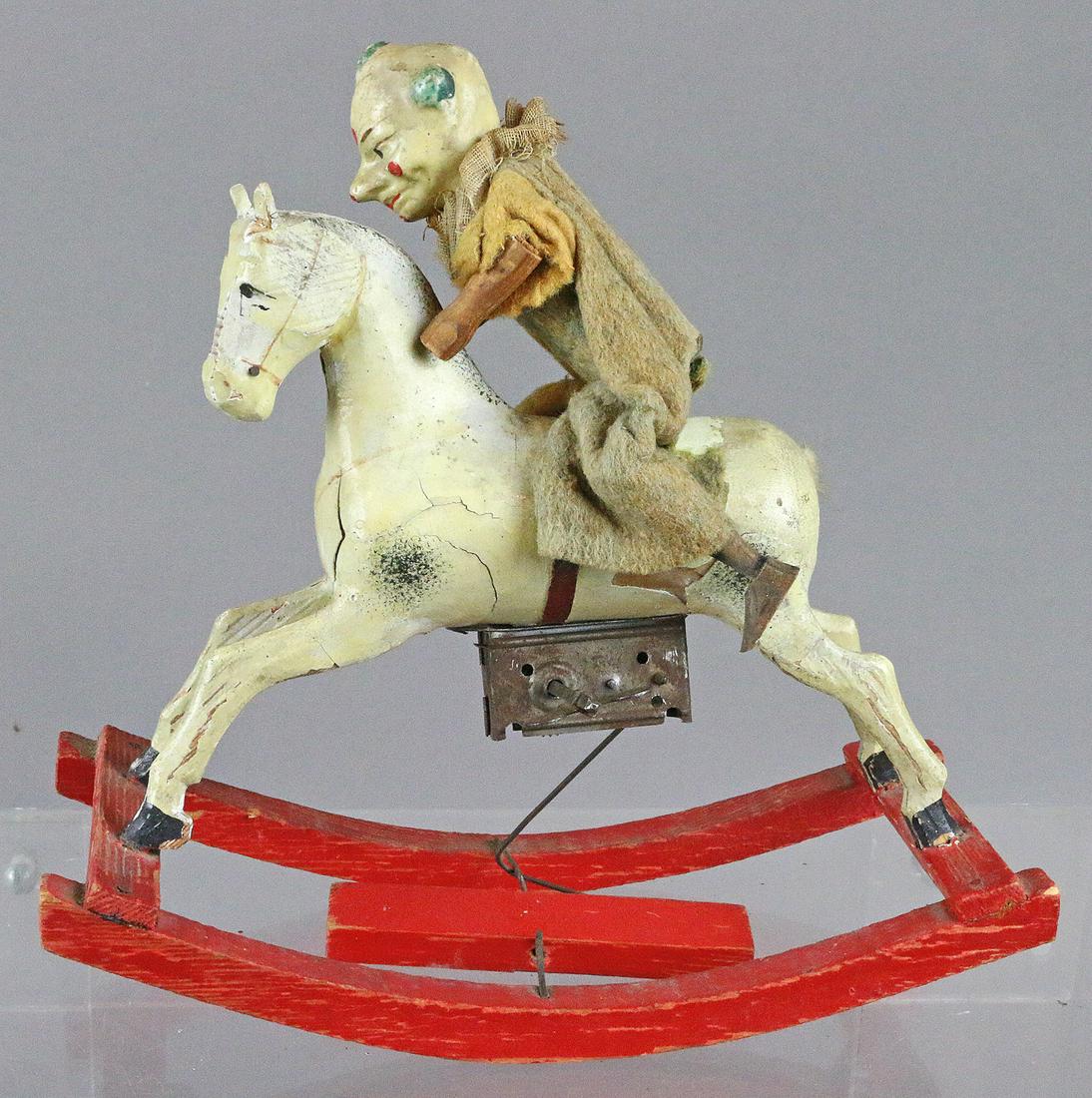 German Composition Wind Up Horse And Rider Pre-war Auction