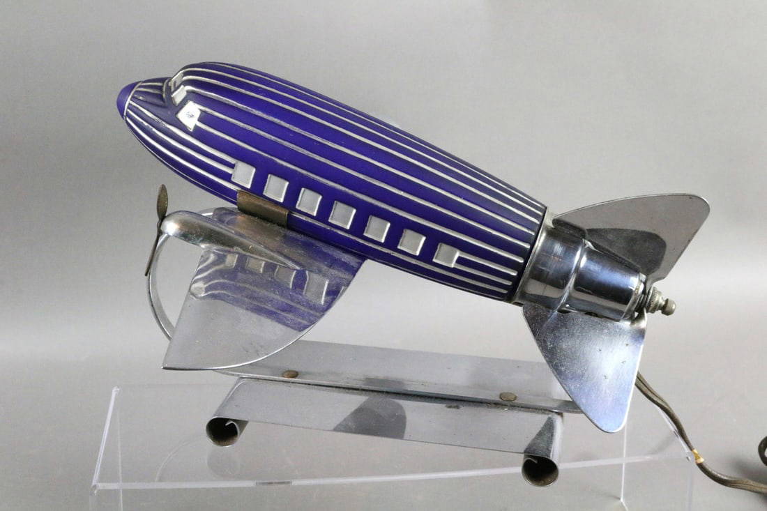 Boeing Dc3 Blue Glass Airplane Lamp 1930's Auction
