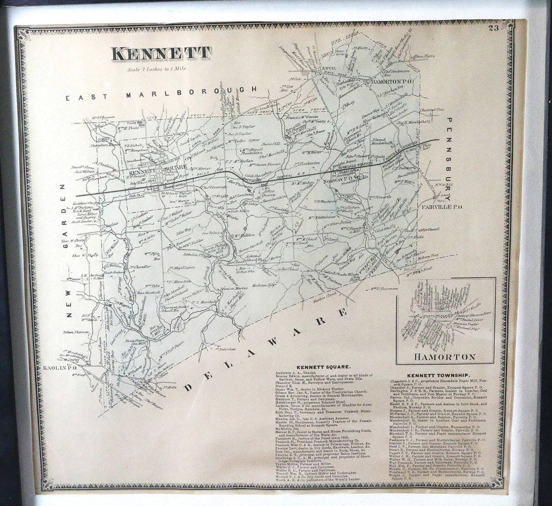 Map Of Kennett Township, Pa 1820 18x18 Auction