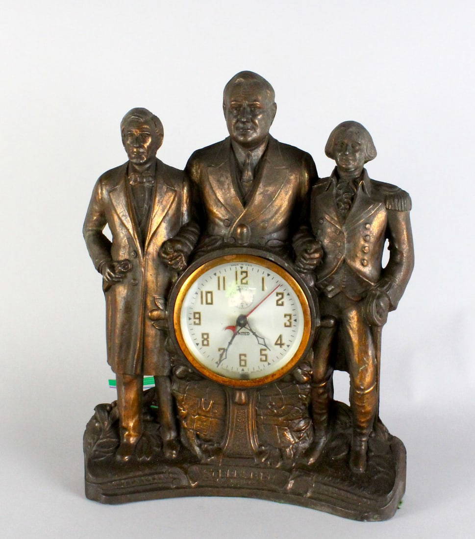 Fdr Franklin Roosevelt Clock With Washington And Lincoln United Clock ...