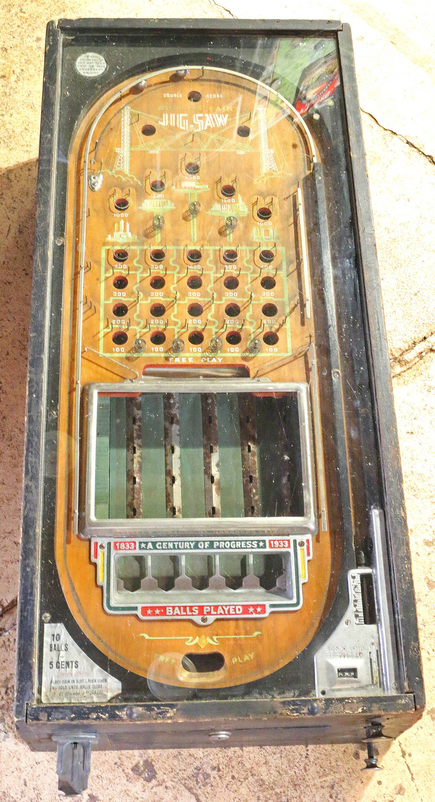 Rockola Jig Saw 1933 Century Of Progress Pinball Machine Auction