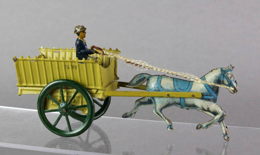 Fisher German Tin Horse & Wagon With Driver Auction