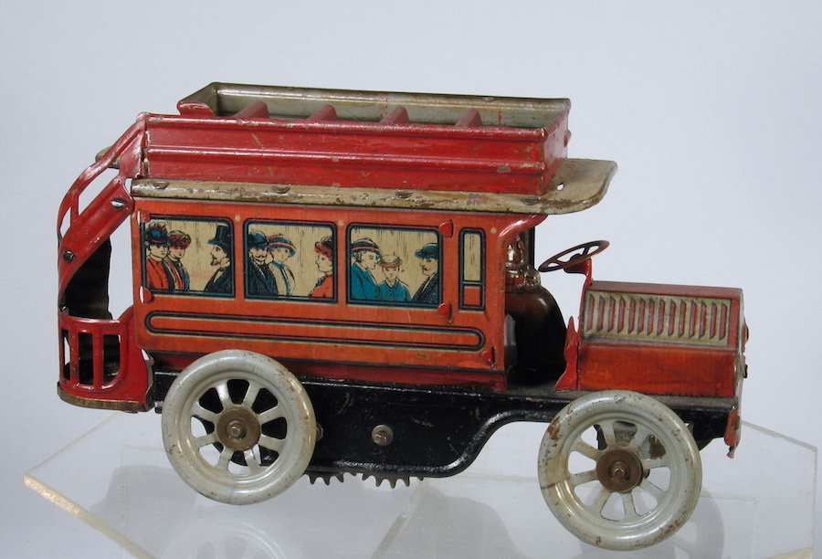 1900s Orobr German Tin Double Decker Bus Wind Up