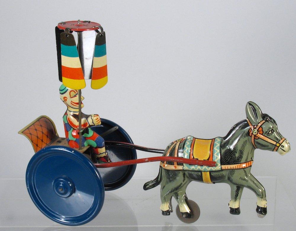 Gama German Tin Clown Cart with Spinning Umbrella