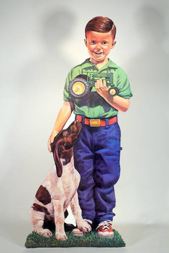 John Deere Advertisng Standee Of Boy With Tractor 38"