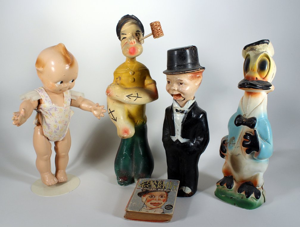 Comic Chalkware- Popeye, Charlie McCarthy & Kewpie Doll