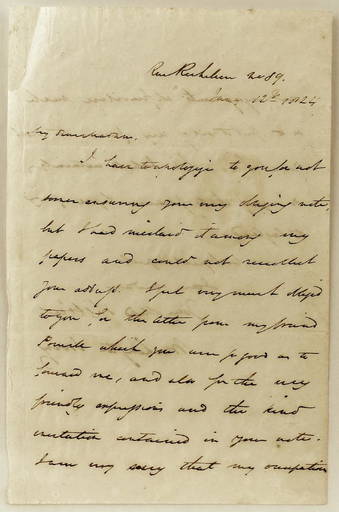 1824 Washington Irving Letter And Signature