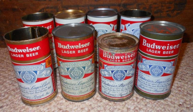 EIGHT VINTAGE BUDWEISER CANS