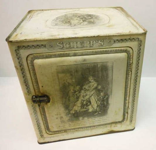 Vintage Schepp's Tin Cake Box