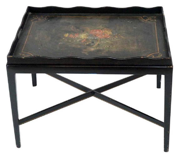 Black Painted Tray Table