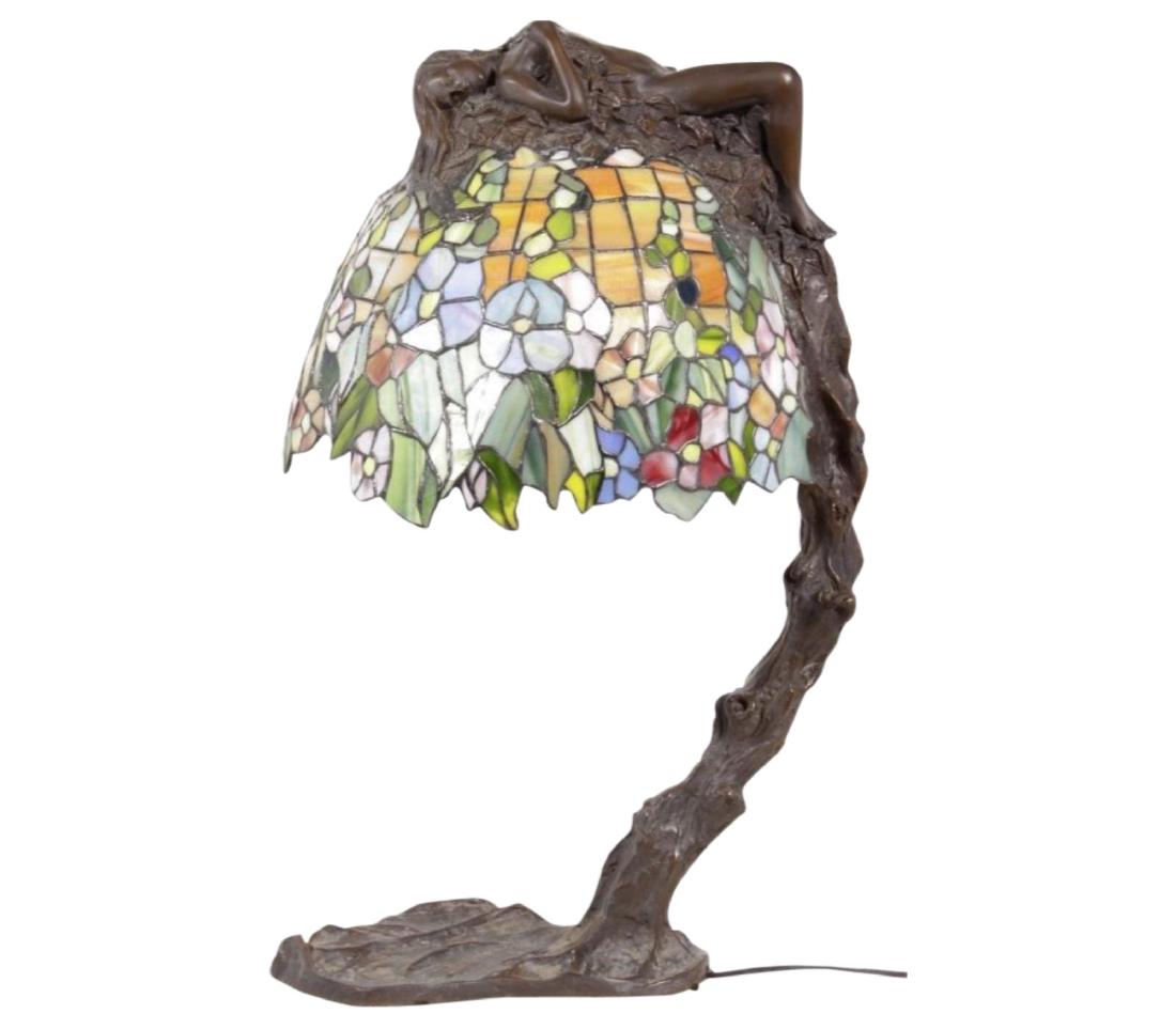 E. Thomasson Bronze Art Nouveau Daphne Lamp