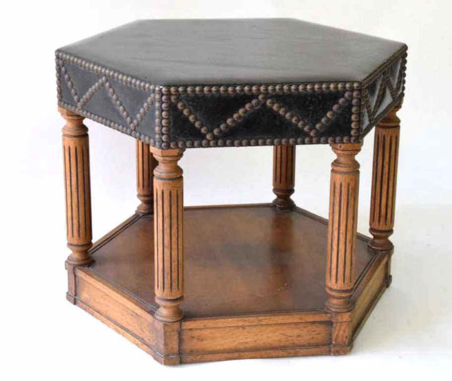 Leather Top Side Table By Heritage