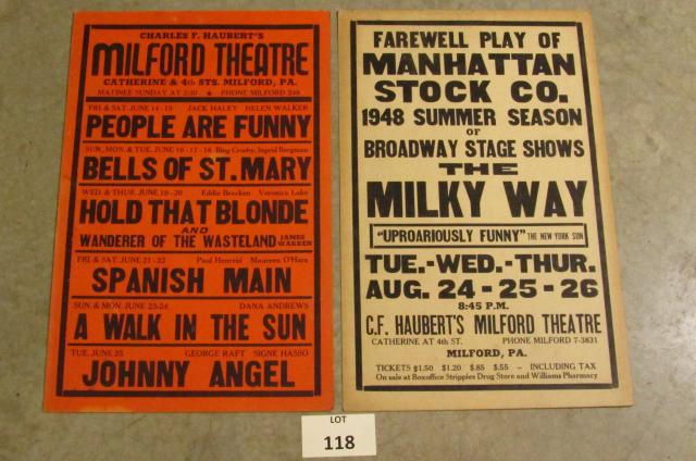 Two Vintage Cardboard Signs Advertising Shows At The