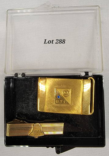 Bell Telephone Buckle And Tie Bar Set