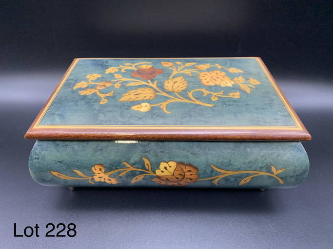 Vintage Italian Wood Inlay Music Box.