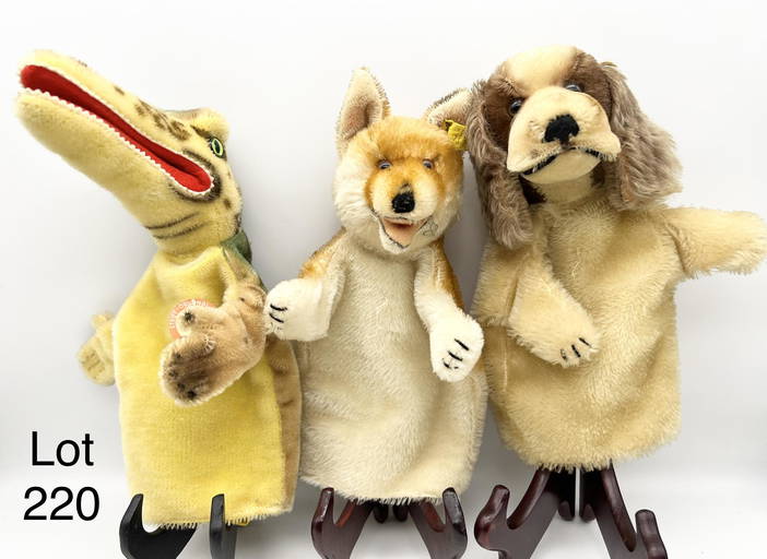 Trio Of Vintage Steiff Mohair Animal Puppets