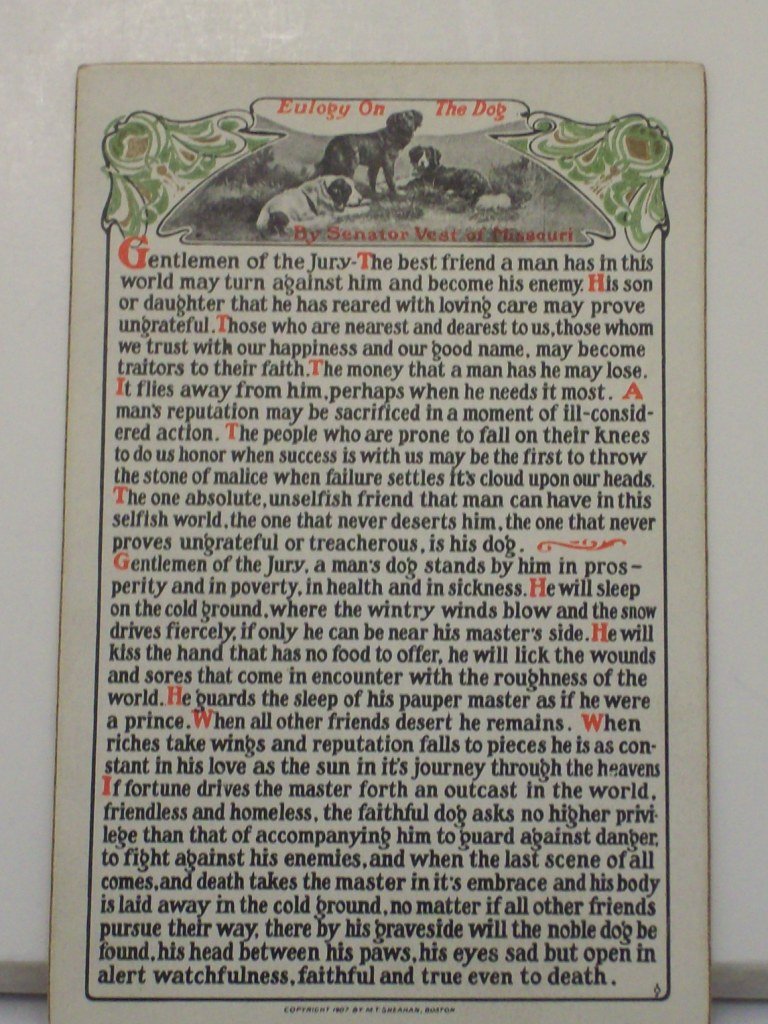 Postcard 'eulogy On The Dog'