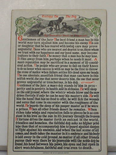 Postcard 'eulogy On The Dog'